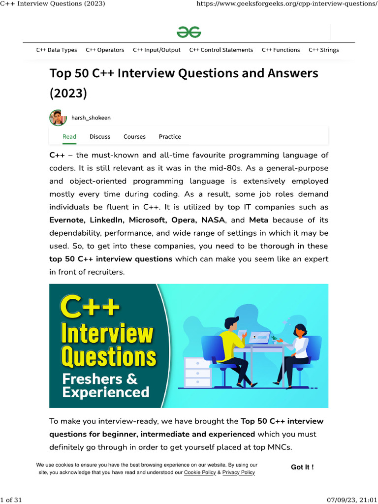 C++ Interview Questions (2023) | PDF