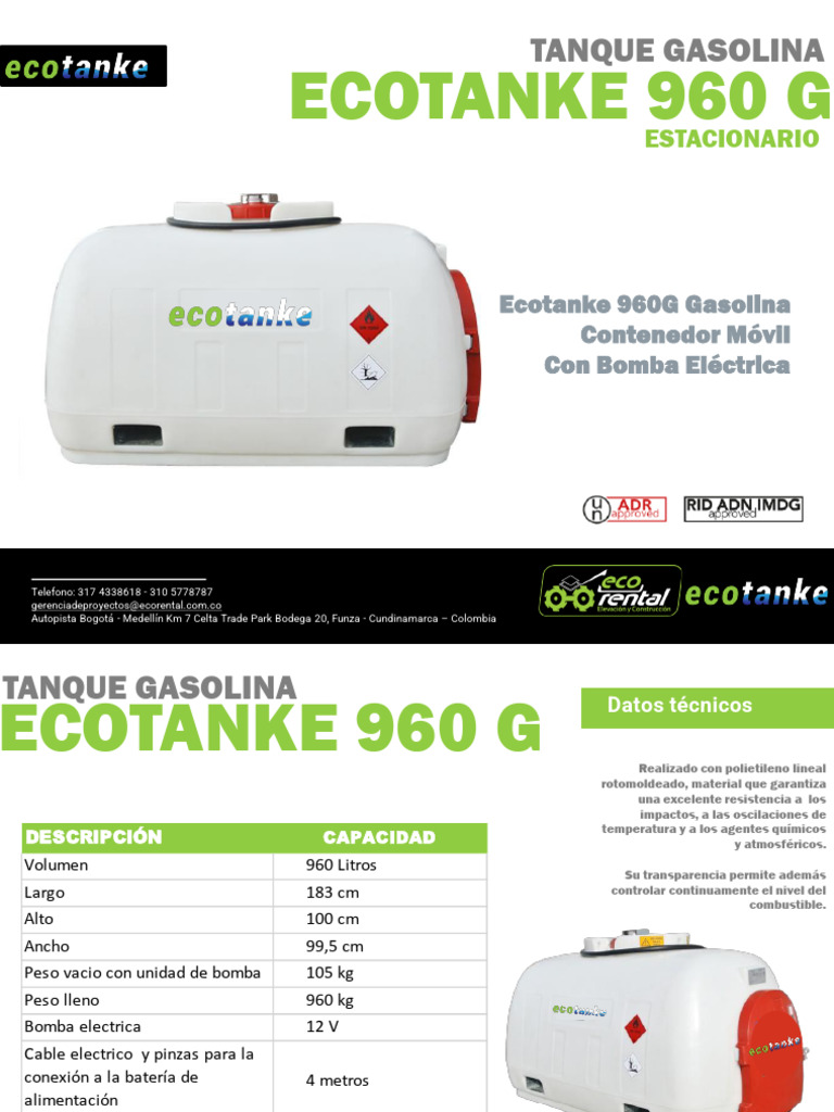 Ficha Tecnica Ecotanke 960 Gasolina | PDF