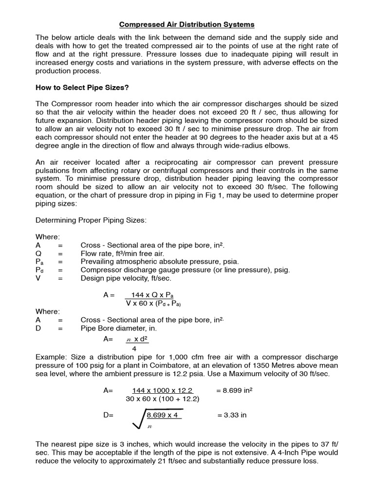 Optimizing Compressed Air Pipe Sizing | PDF | Pressure | Pipe (Fluid ...