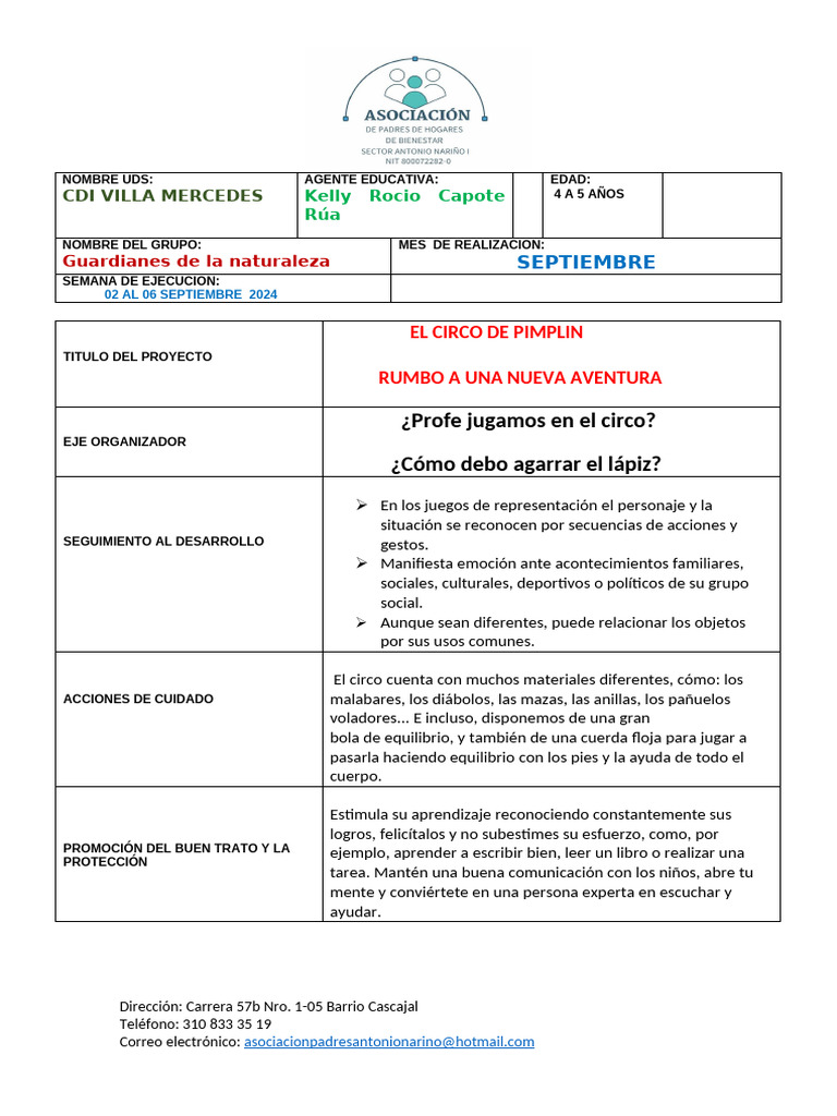 Proyecto Educativo: El Circo de Pimplin | PDF
