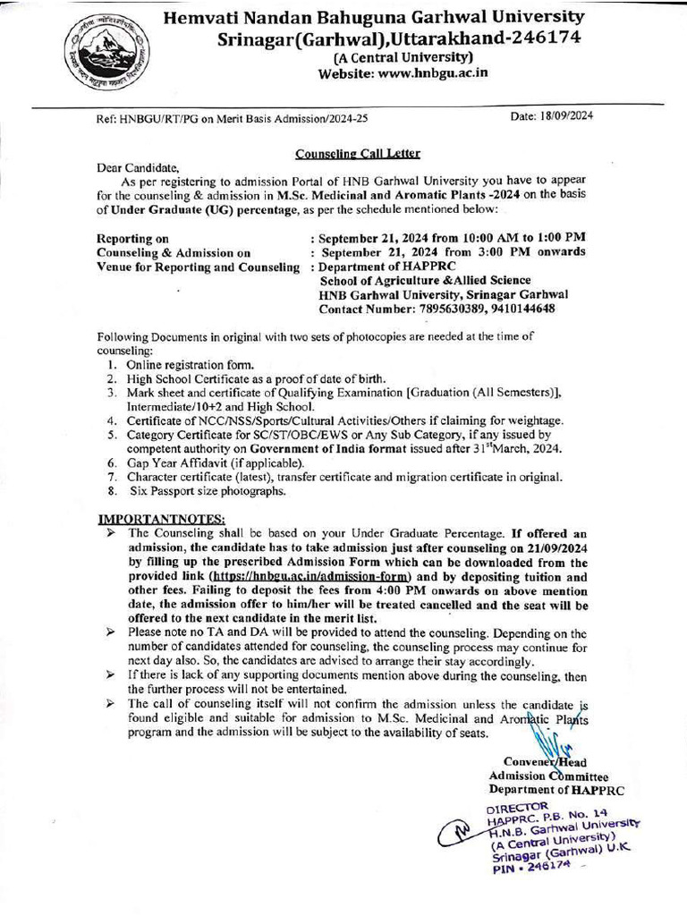M.SC - Counselling Letter | PDF