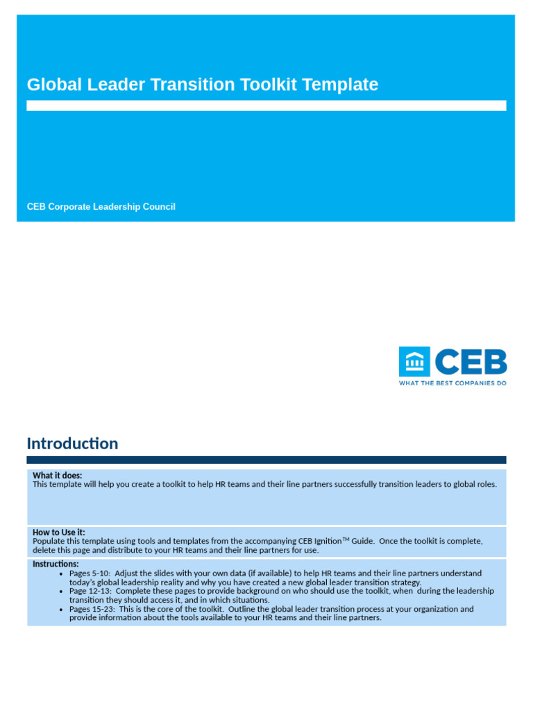 1.X Global Leader Transition Toolkit Template | PDF