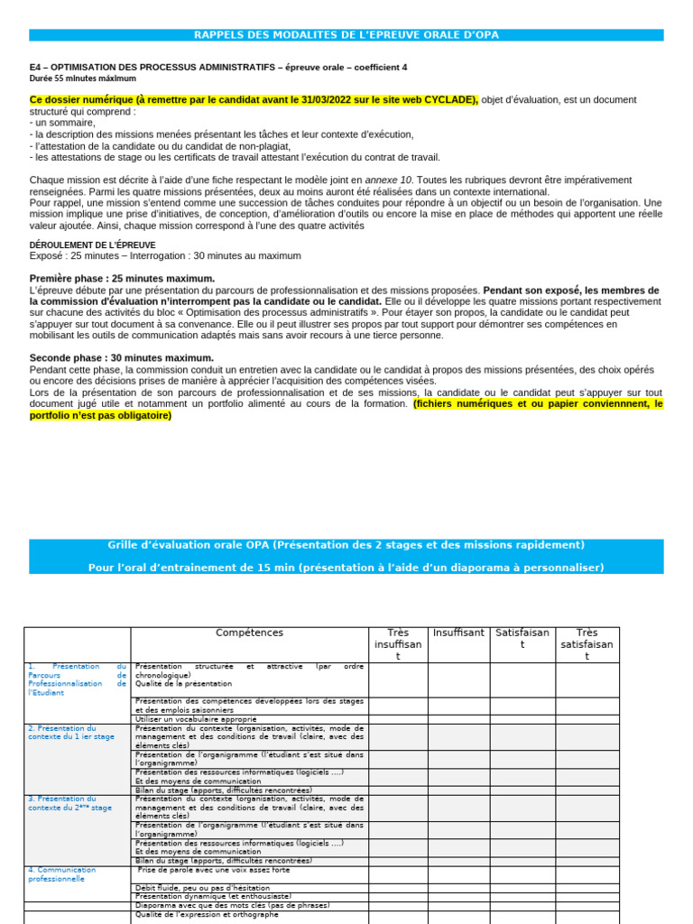 grille_evaluation_Oral OPA | PDF