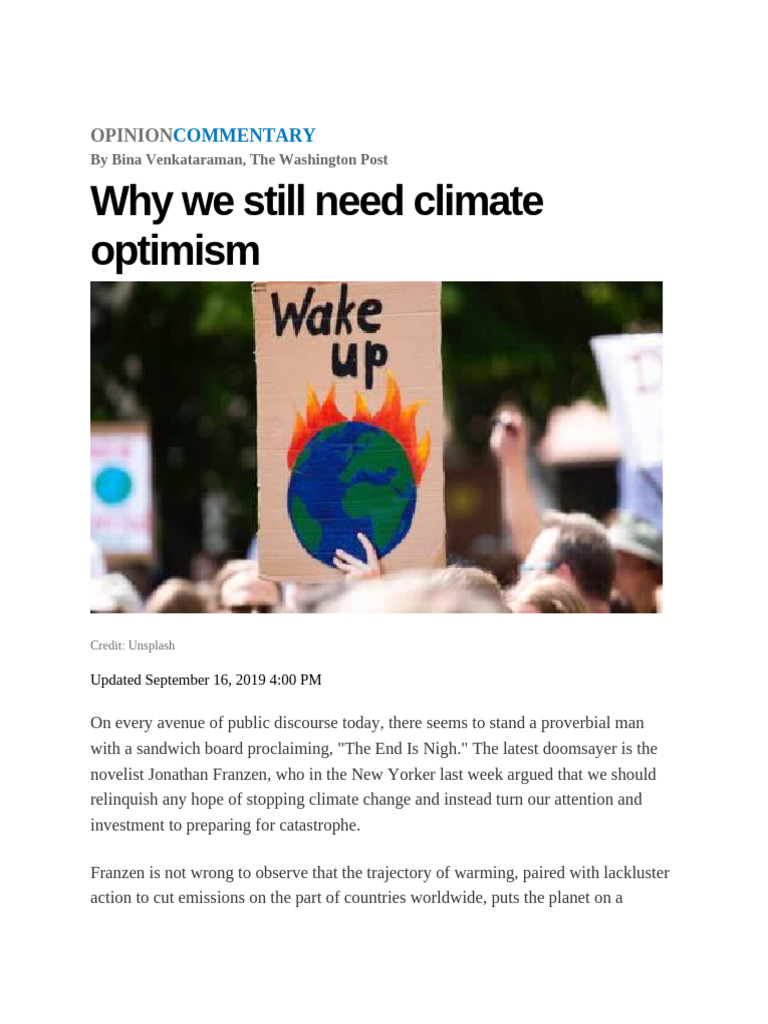 Why We Still Need Climate Optimism | PDF | Climate Change | Politics