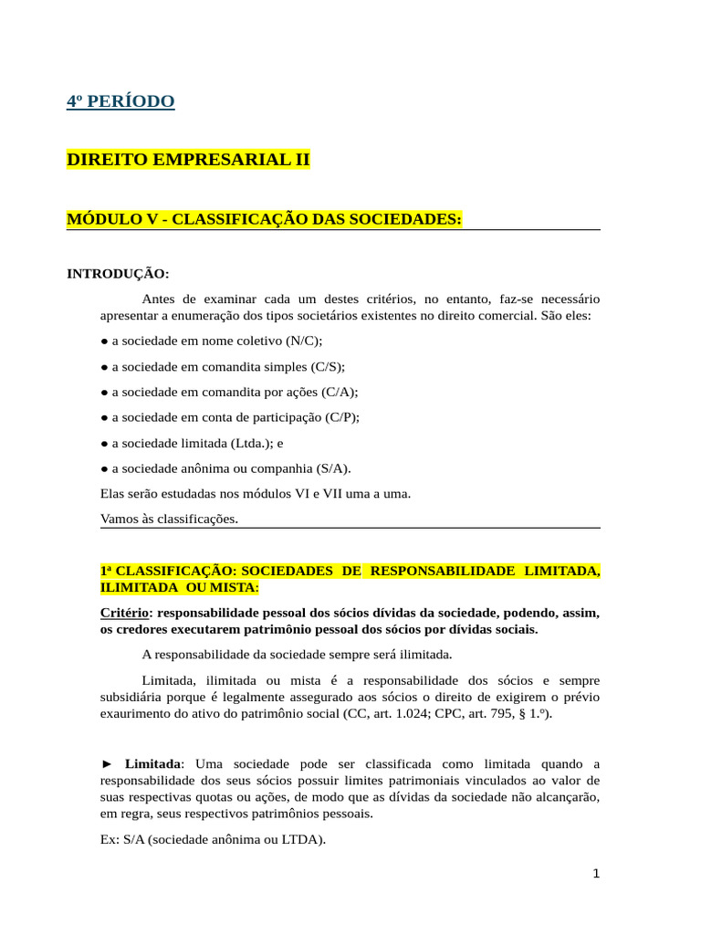M Dulo V - Classifica o Das Sociedades | PDF
