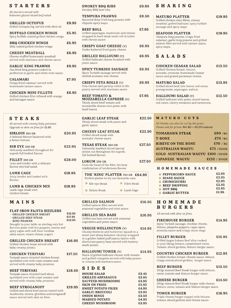 Main Menu Maturo | PDF