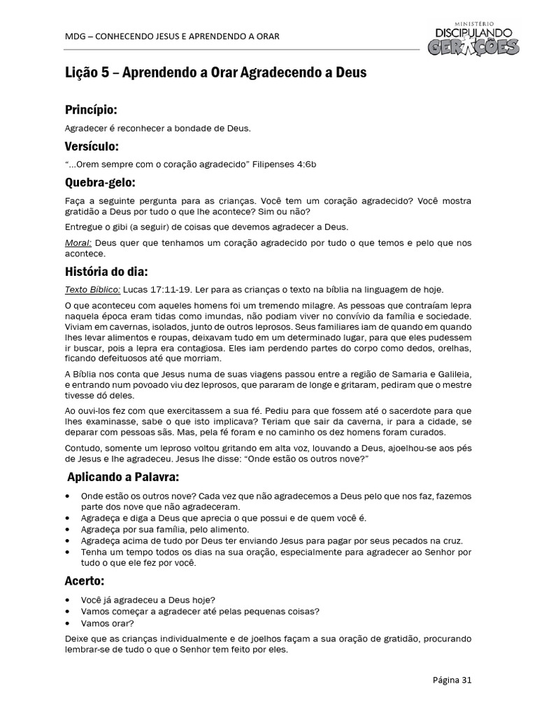Conhecento Jesus e Aprendendo A Orar PDF | PDF