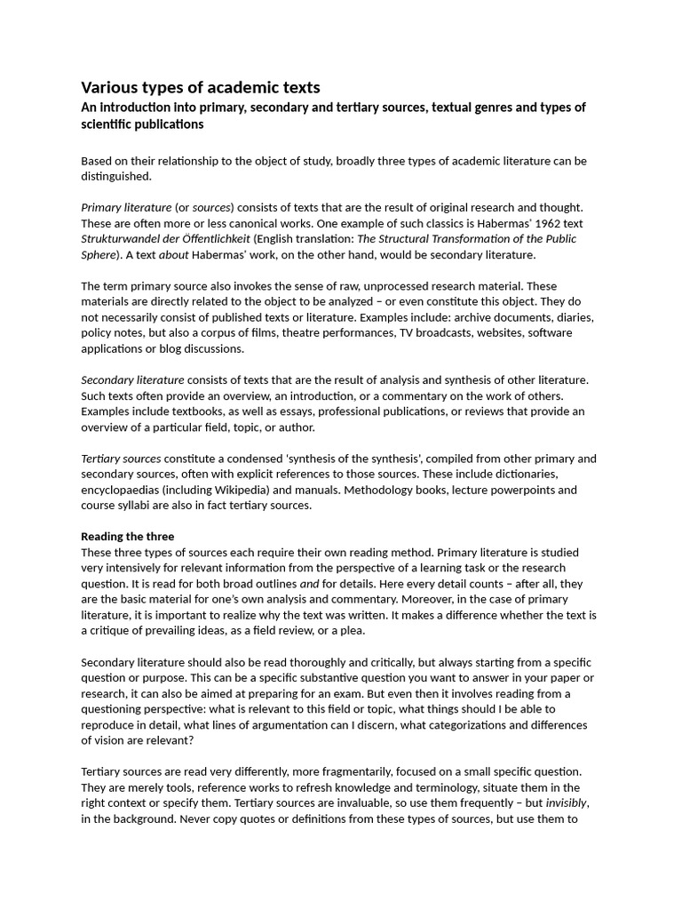 Various Types of Text | PDF