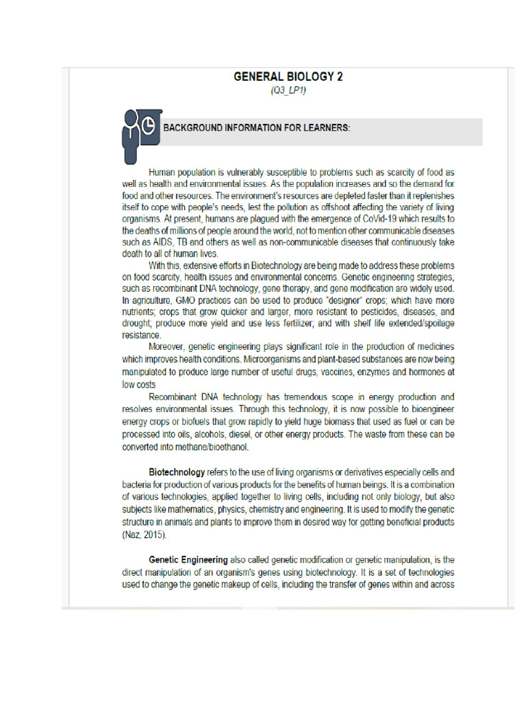 Genetic Engineering Activities | PDF | Genetic Engineering | Self ...