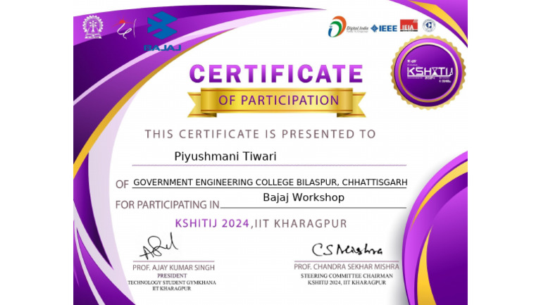Bajaj Workshop Certificate | PDF