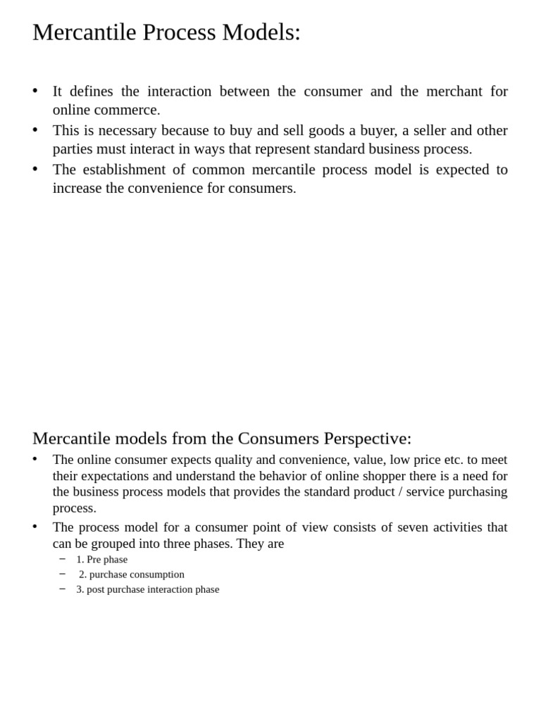 Mercantile Process Models Unit1 | PDF