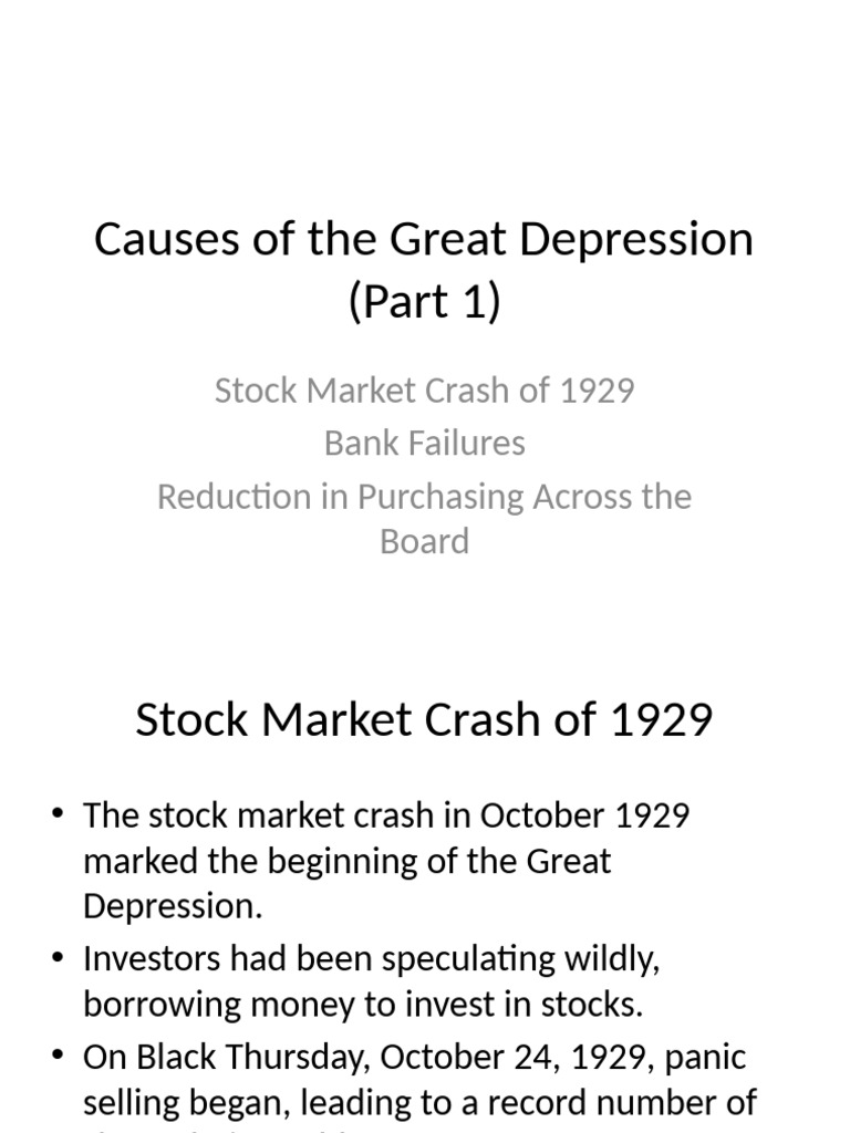 Causes of the Great Depression Part 1 | PDF