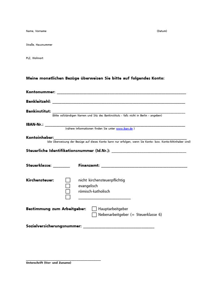 Formular Kontoverbindung | PDF
