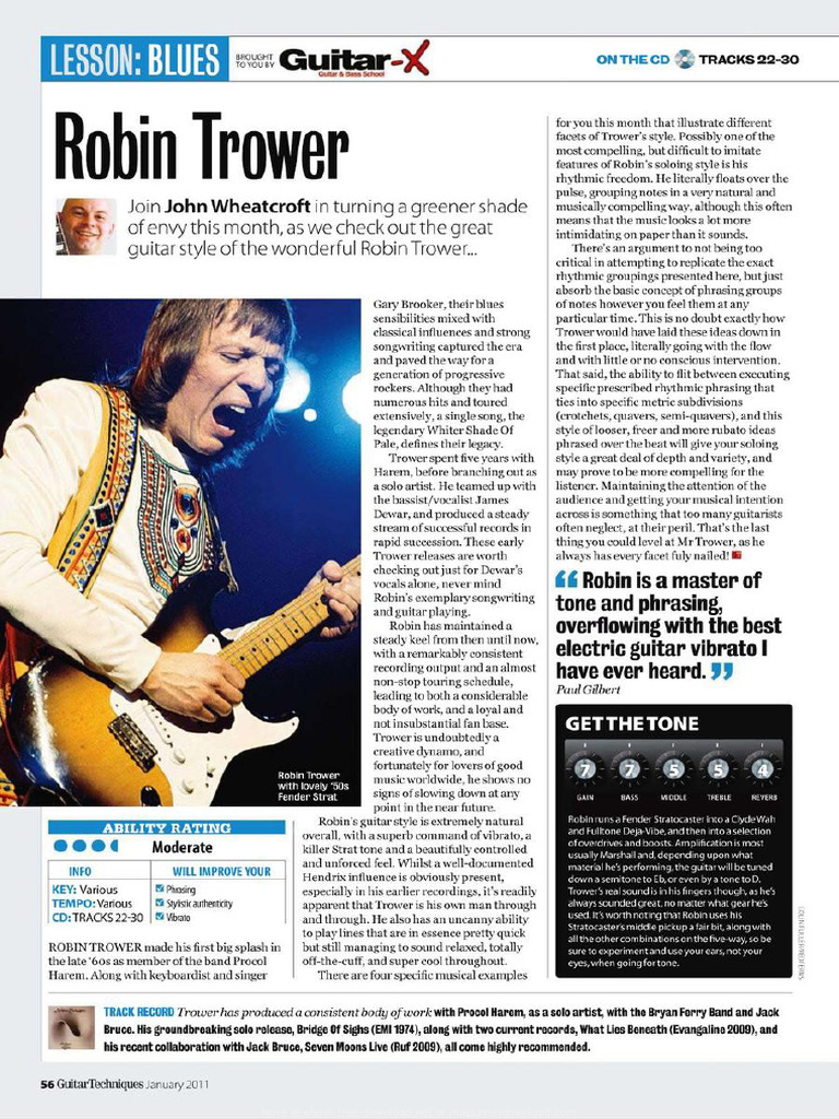 Robin Trower - Guitar Techniques - 186 - January 2011 | PDF