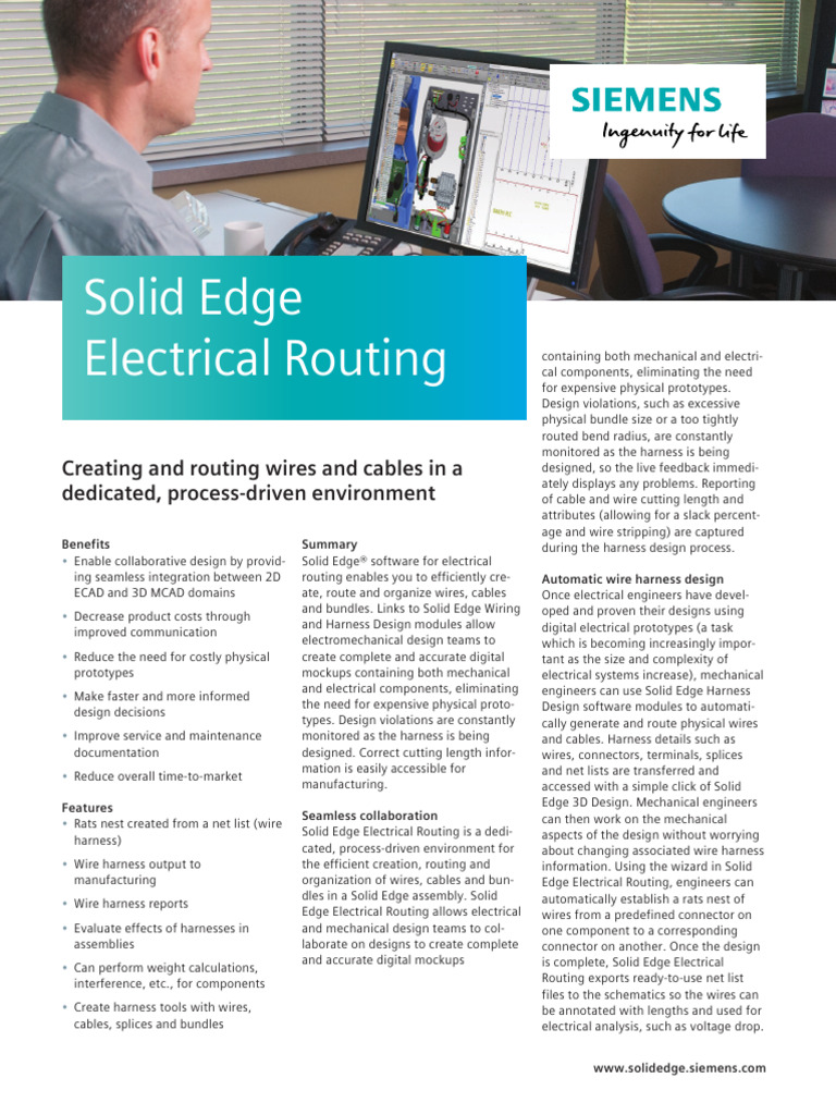 Siemens PLM Solid Edge Electrical Routing Fs 71209 A4 | PDF