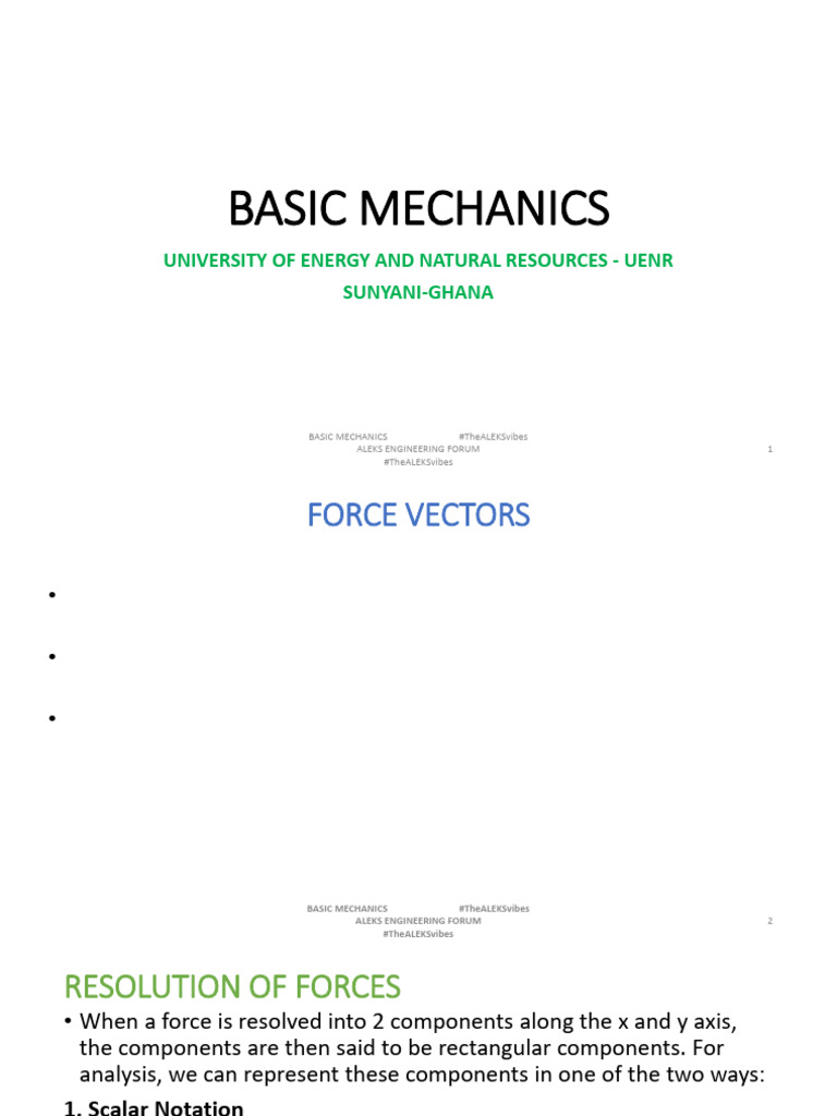 BASIC MECHANICS@aleks - Slides | PDF | Euclidean Vector | Science & Mathematics