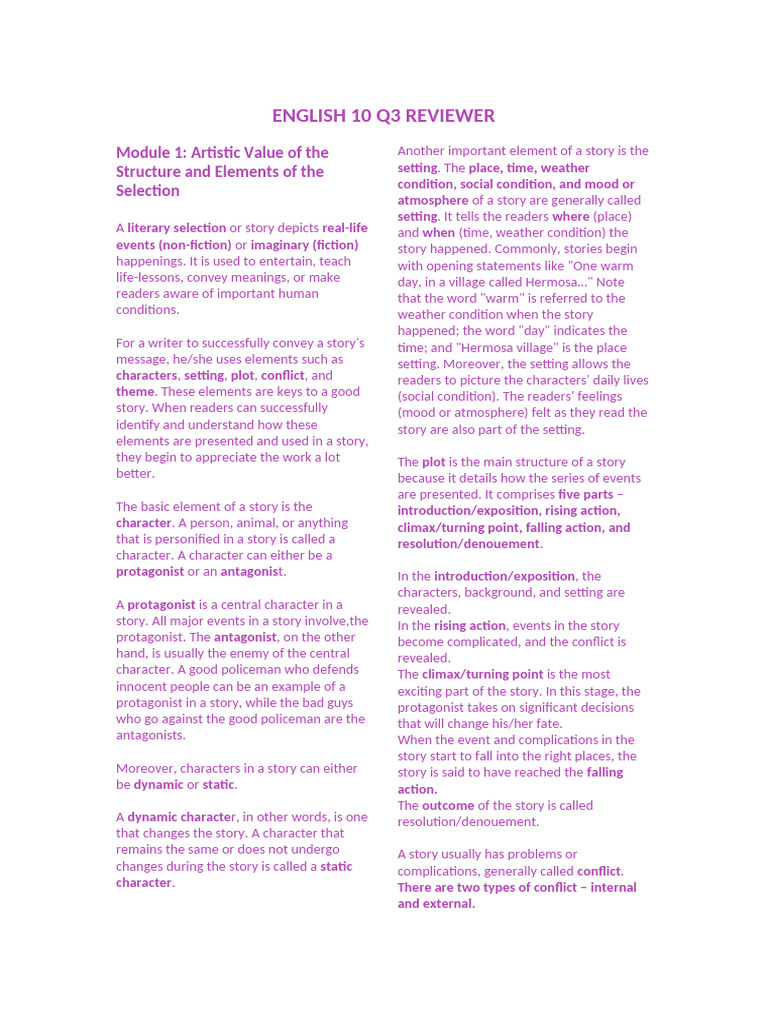 English 10 Q3 Reviewer 2 1 | PDF