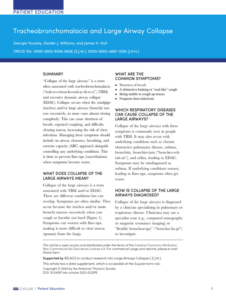 Housley Et Al 2024 Tracheobronchomalacia and Large Airway Collapse | PDF