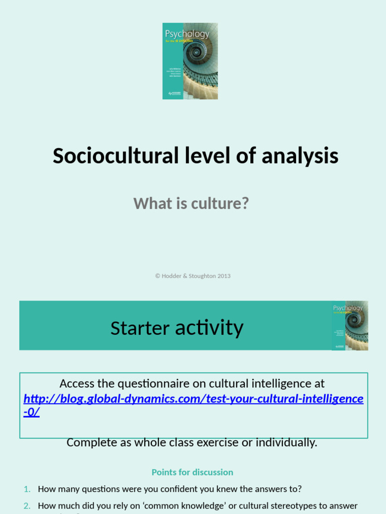 Presentation Sociocultural Level of Analysis | PDF