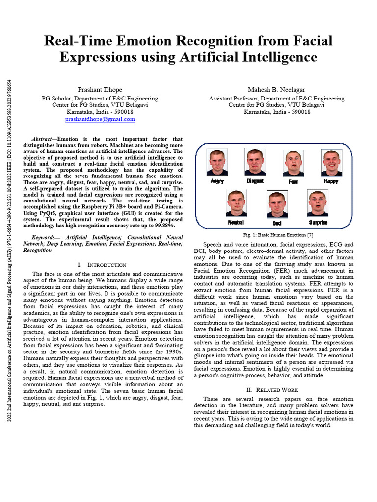 Real Time Emotion Recognition From Facial Expressions Using Artificial