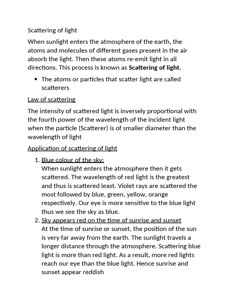 Scattering of Light | PDF
