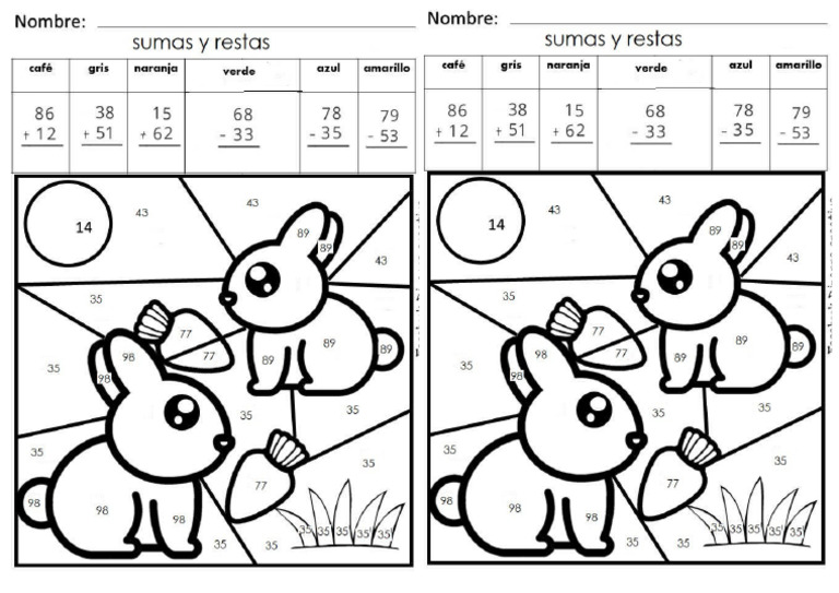 Conejos de suma y resta | PDF