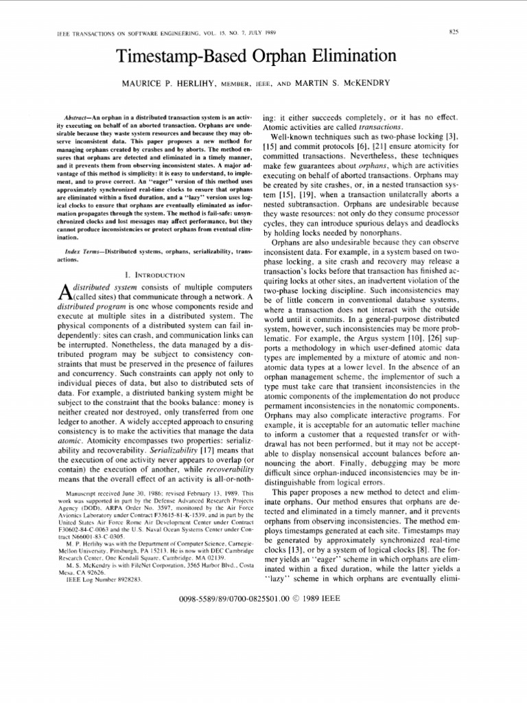 Timestamp-Based Orphan Elimination | PDF | Database Transaction | Computers