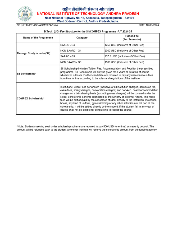 Fee structure-SII - COMPEX programme-AY 2024-25 | PDF