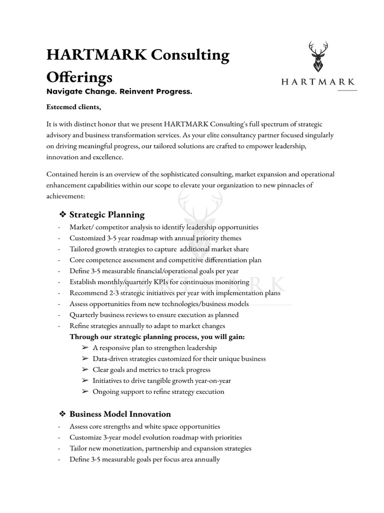 HARTMARK Consulting Offerings | PDF