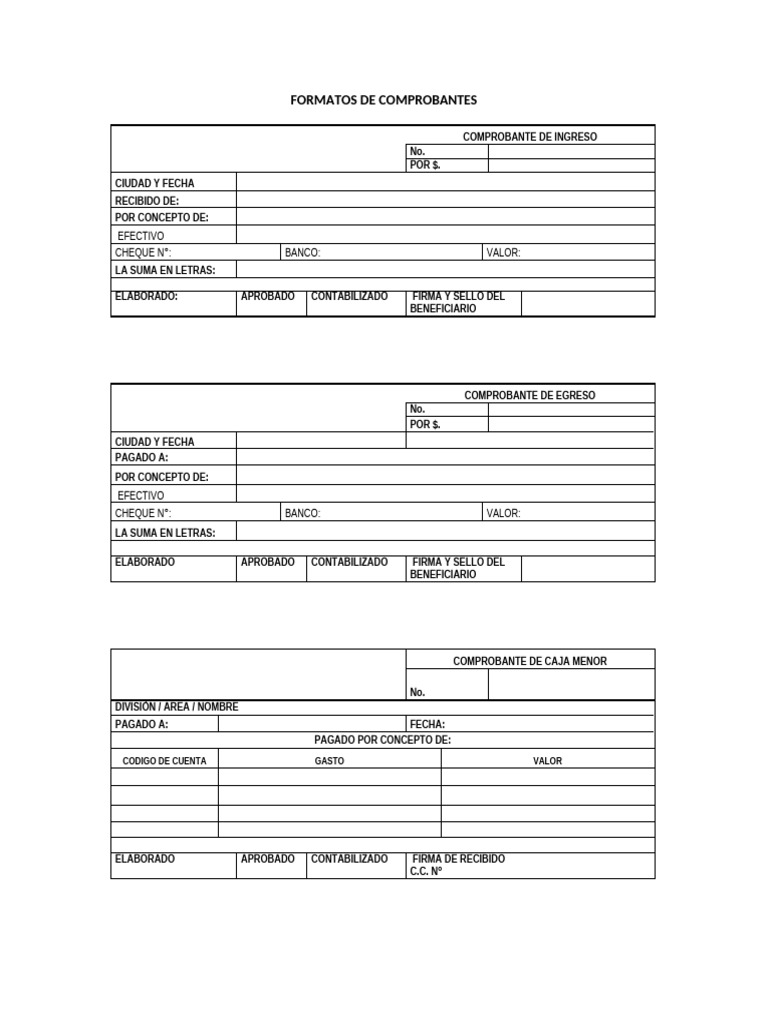 Formatos de Comprobantes de Cheque | PDF | Tarjeta de crédito | Cheque