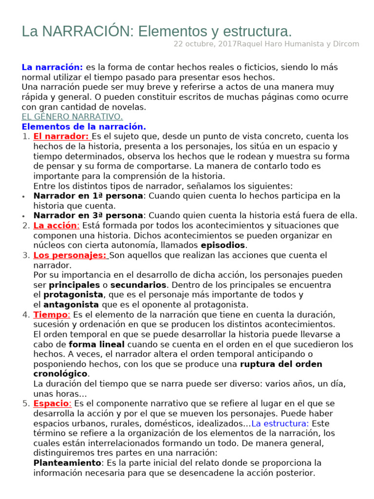 Elementos y Estructura Narrativa | PDF | Narración | Filosofía