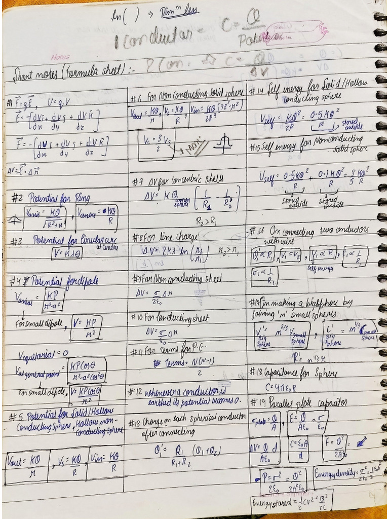 Electrostatic Potential & Capacitance Short Notes | PDF
