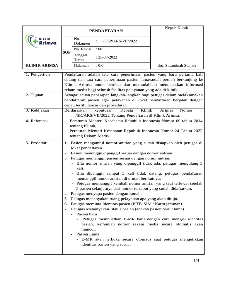 PKP 3 SOP PENDAFTARAN | PDF