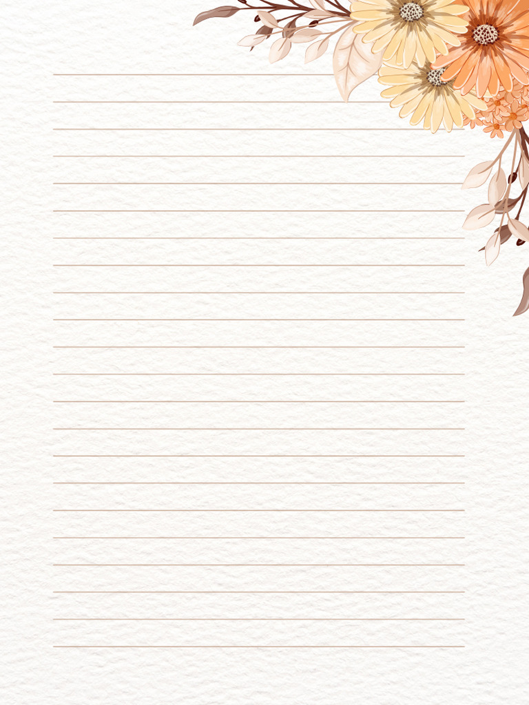 Orange Watercolor Stationery Paper A4 Document | PDF