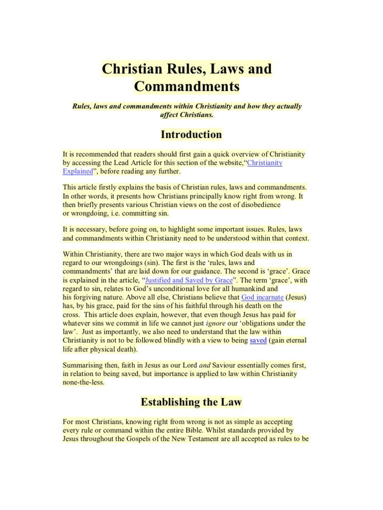 Christian Rules | Ten Commandments | Seven Deadly Sins