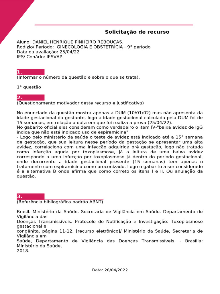 Modelo de Recurso de PROVA | PDF