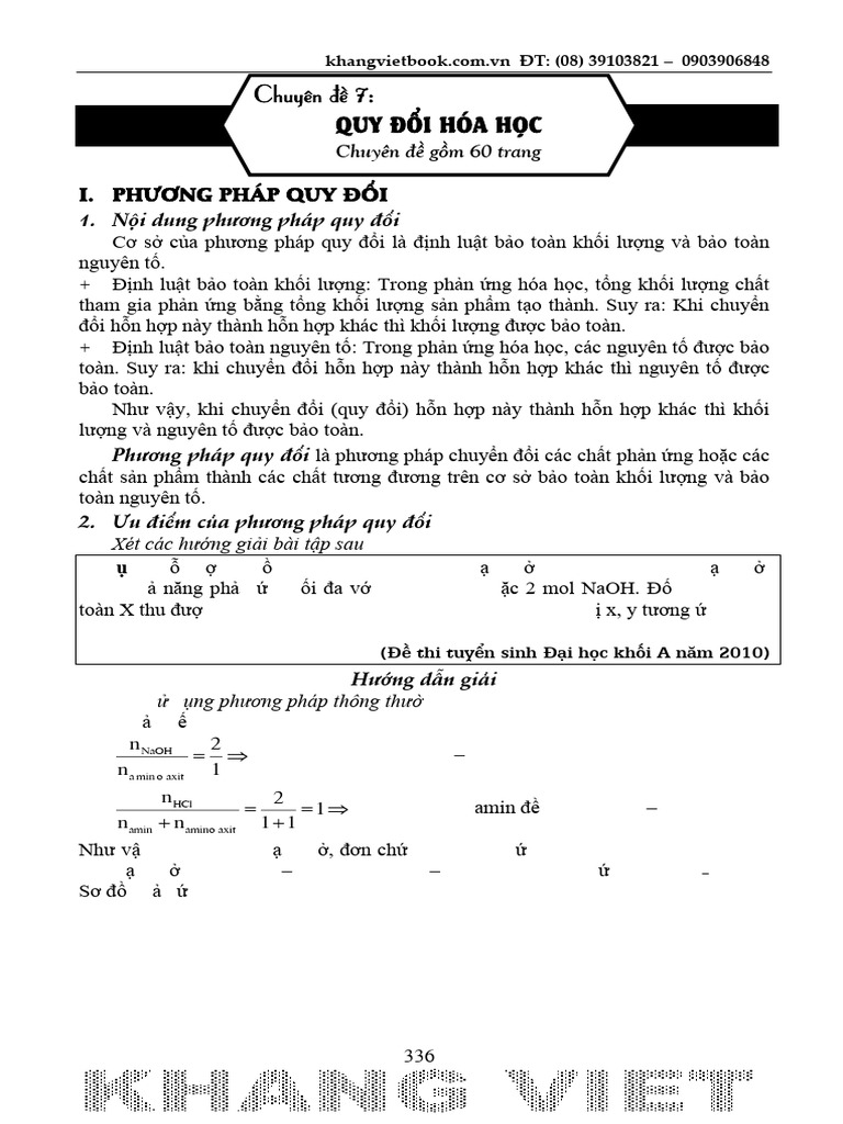 Phuong Phap Quy Doi Giai Nhanh Bai Tap Hoa Hoc THPT | PDF
