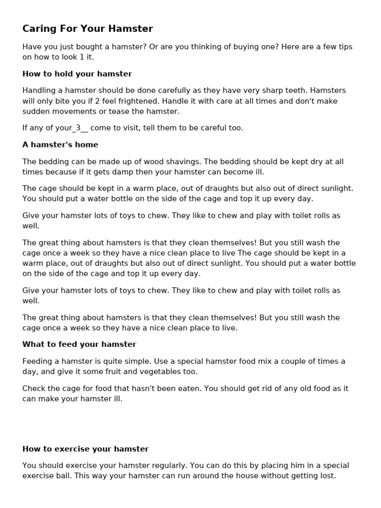 Caring For Your Hamster | PDF