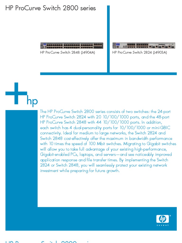 HP ProCurve Switch 2800 Series | PDF | Network Switch | Port (Computer ...