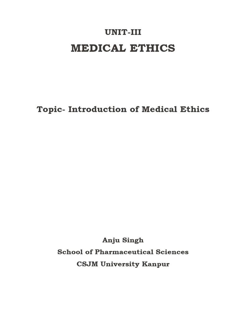 Understanding Medical Ethics Principles | PDF | Morality | Medical Ethics