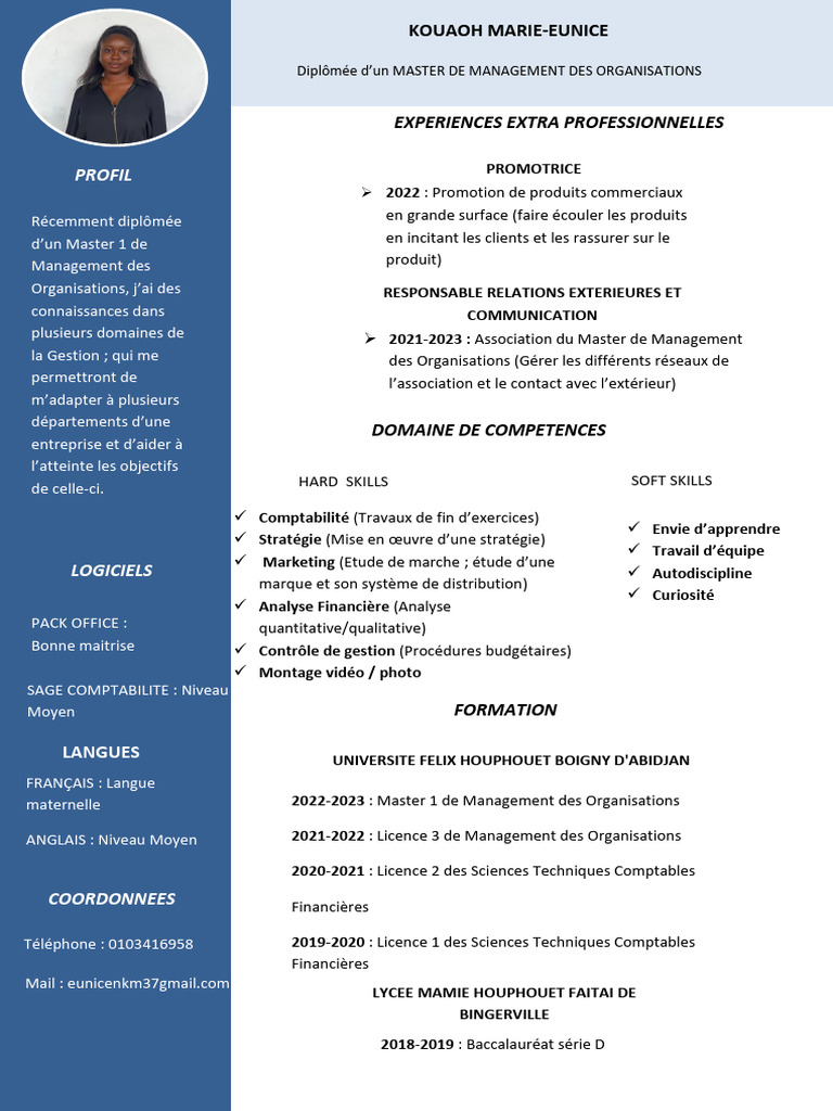 Curriculum Vitae Kouaoh Marie - Eunice | PDF