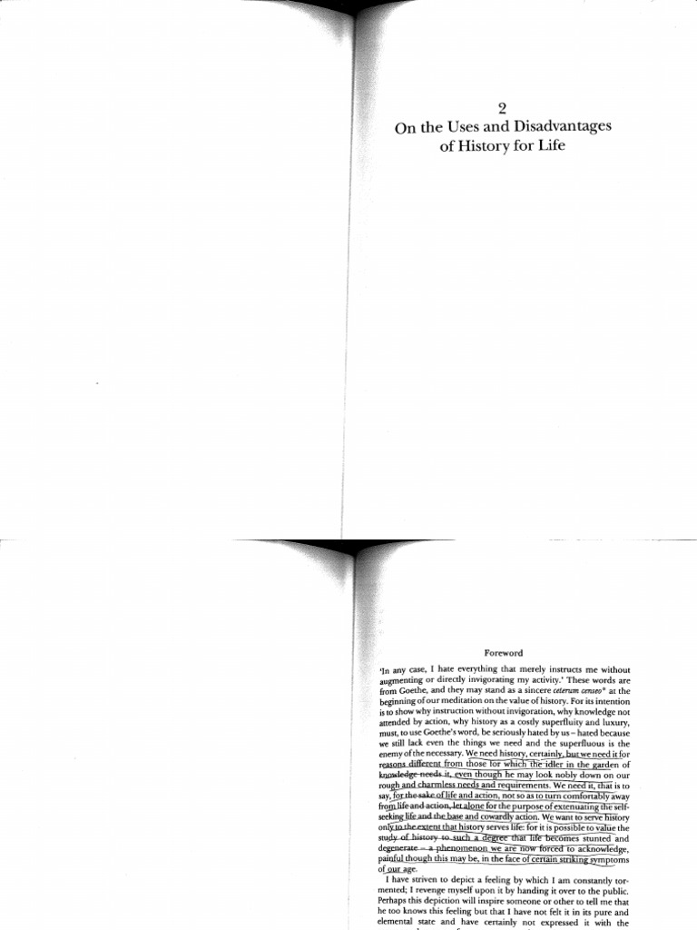 Nietzsche Uses and Disadvantages of History For Life 1 | PDF