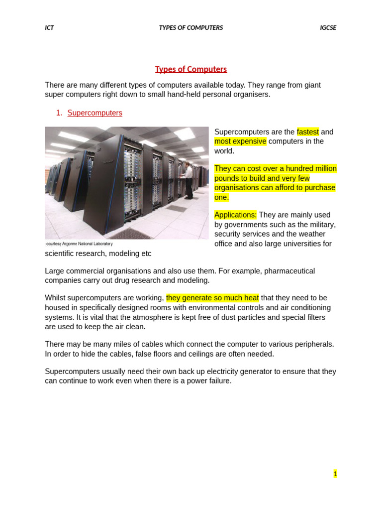 Types of Computers | PDF