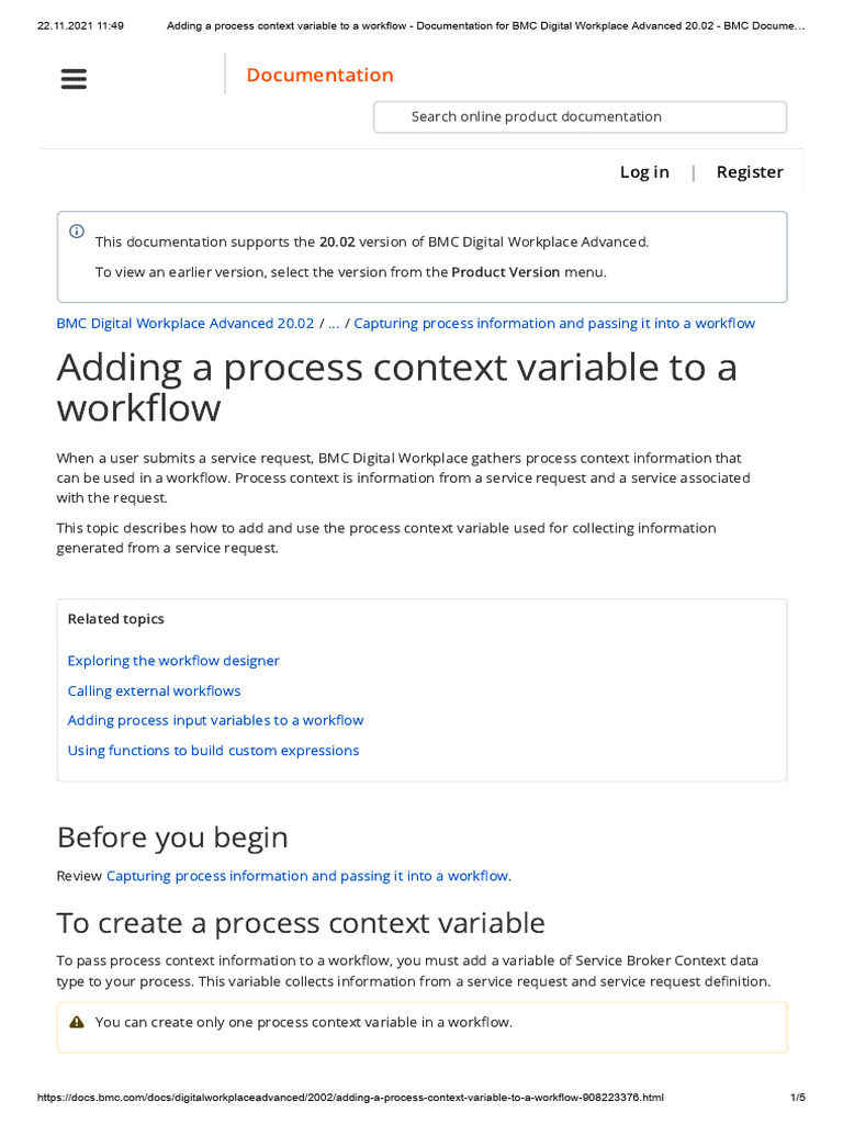 Adding A Process Context Variable To A Workflow - Documentation For BMC ...