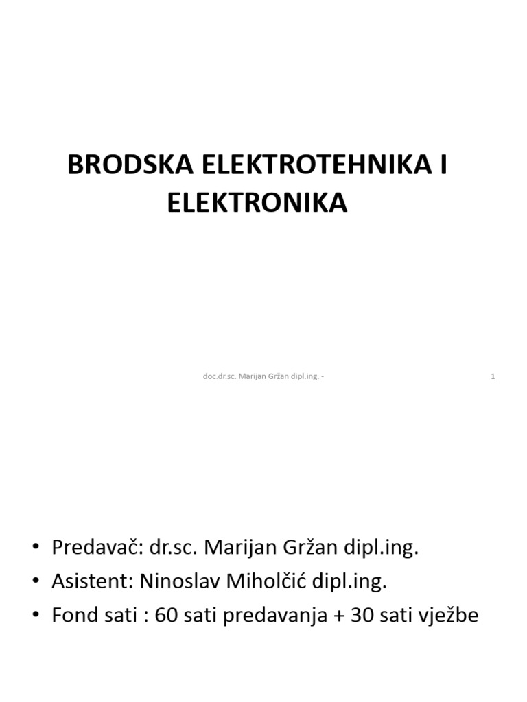 Brodska Elektrotehnika I Elektronika | PDF