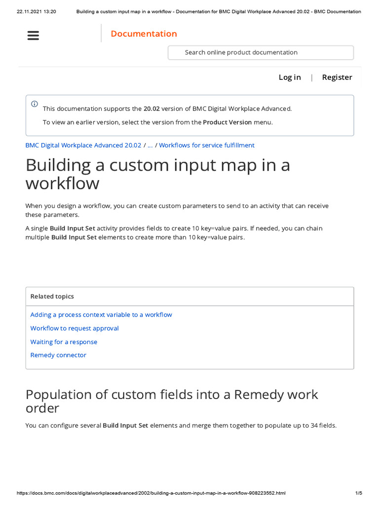 Building A Custom Input Map In A Workflow Documentation For Bmc