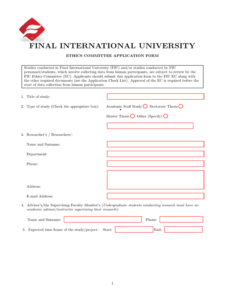 02-FIU ApplicationForm 2 | PDF