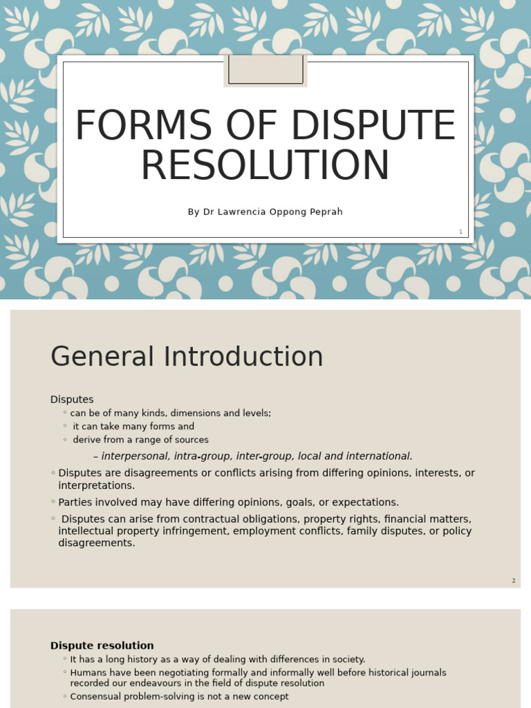 Functional Law 24 - Forms of Dispute Resolution | PDF