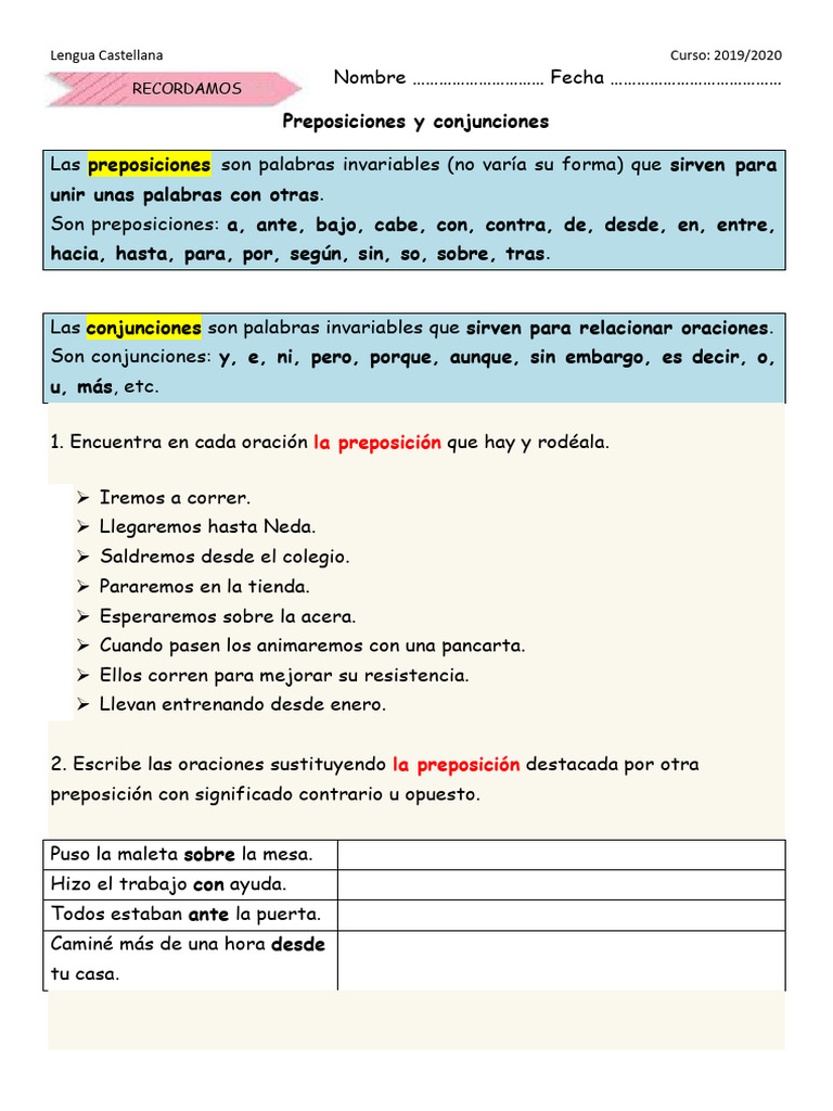 Aula Lc Preposiciones Conjunciones Pdf