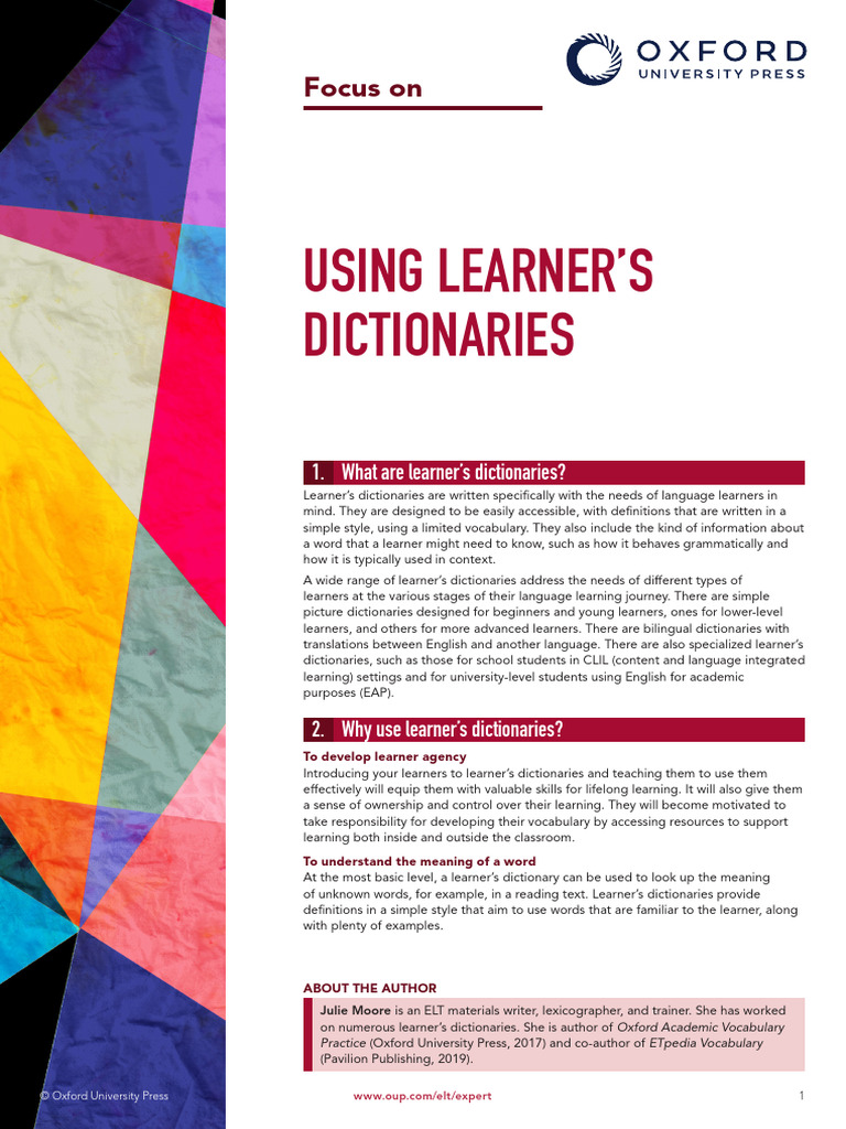 Using Learners Dictionaries Focus Paper | PDF